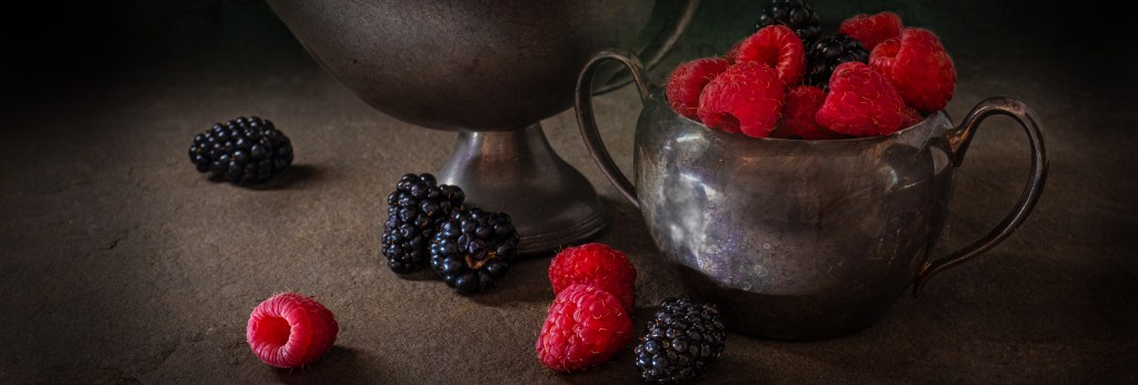 Raspberries and Blackberries - a still life - Ron Mayhew